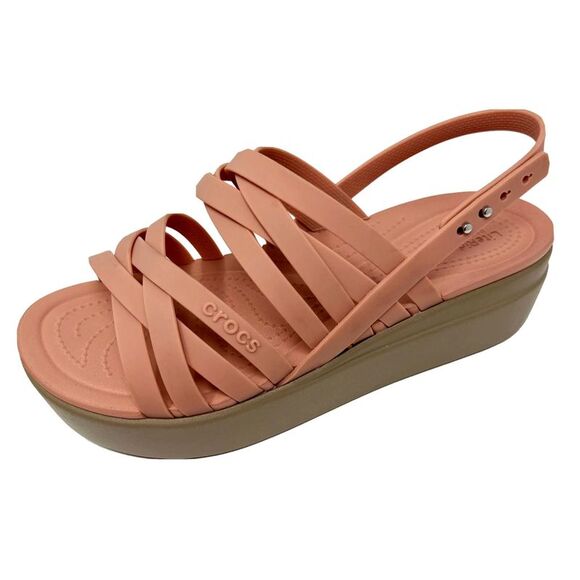 CROCS | Shoes | Crocs Brooklyn Strappy Low Wedge Pale Blush 2675 Womens ...